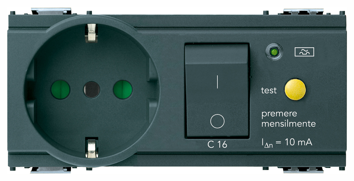 2P+E 16A P30 outlet+C16 RCBO grey - IMP